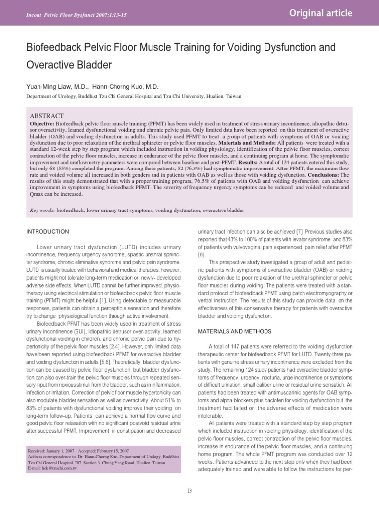 Estudo Sobre A Eficácia Do Biofeedback Na Incontinência Urinária | PDF ...