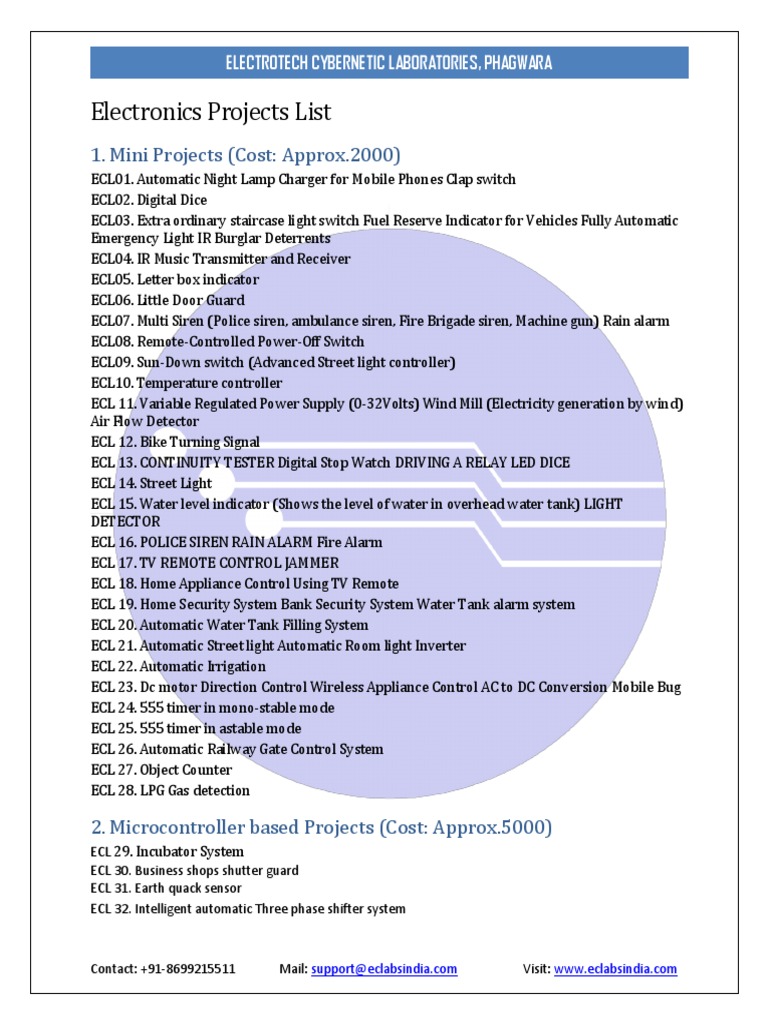 Electronics Project List | PDF | Security Alarm | Radio Frequency ...