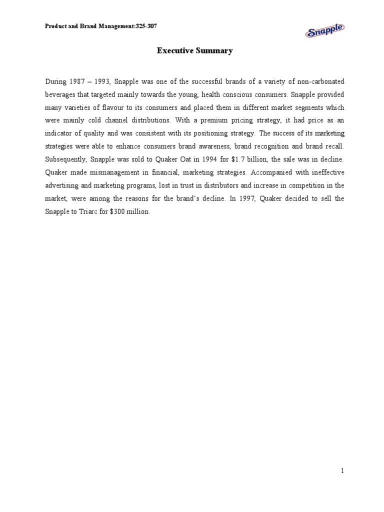 Executive Summary: The Success of Its Marketing Strategies Were Able To ...