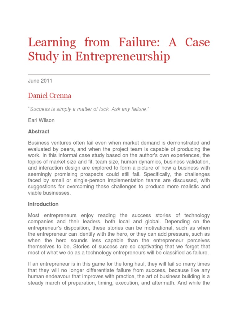 Learning From Failure | PDF | Entrepreneurship | Venture Capital