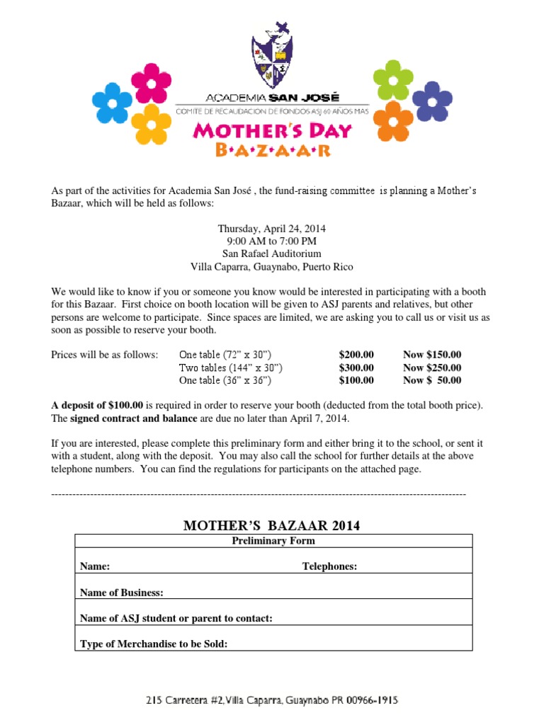 Mother's Bazaar 2014 Contract | PDF | Cheque | Government