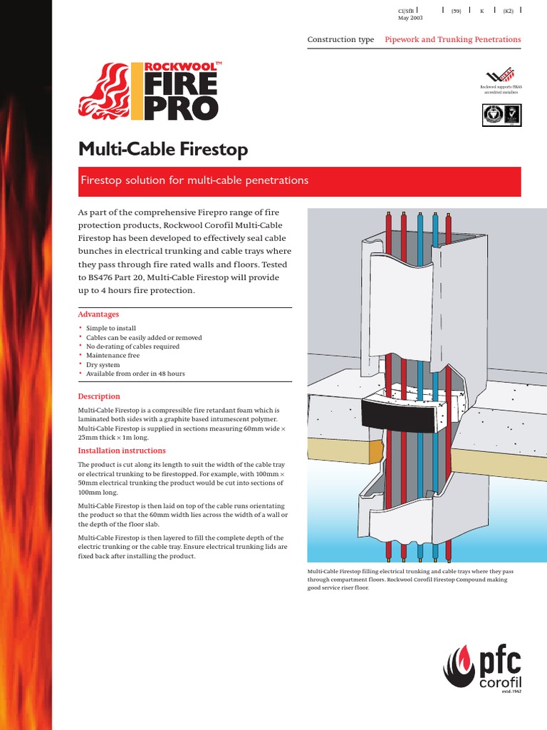 Multi-Cable Firestop for Electrical Trunking | PDF | Cable | Building ...