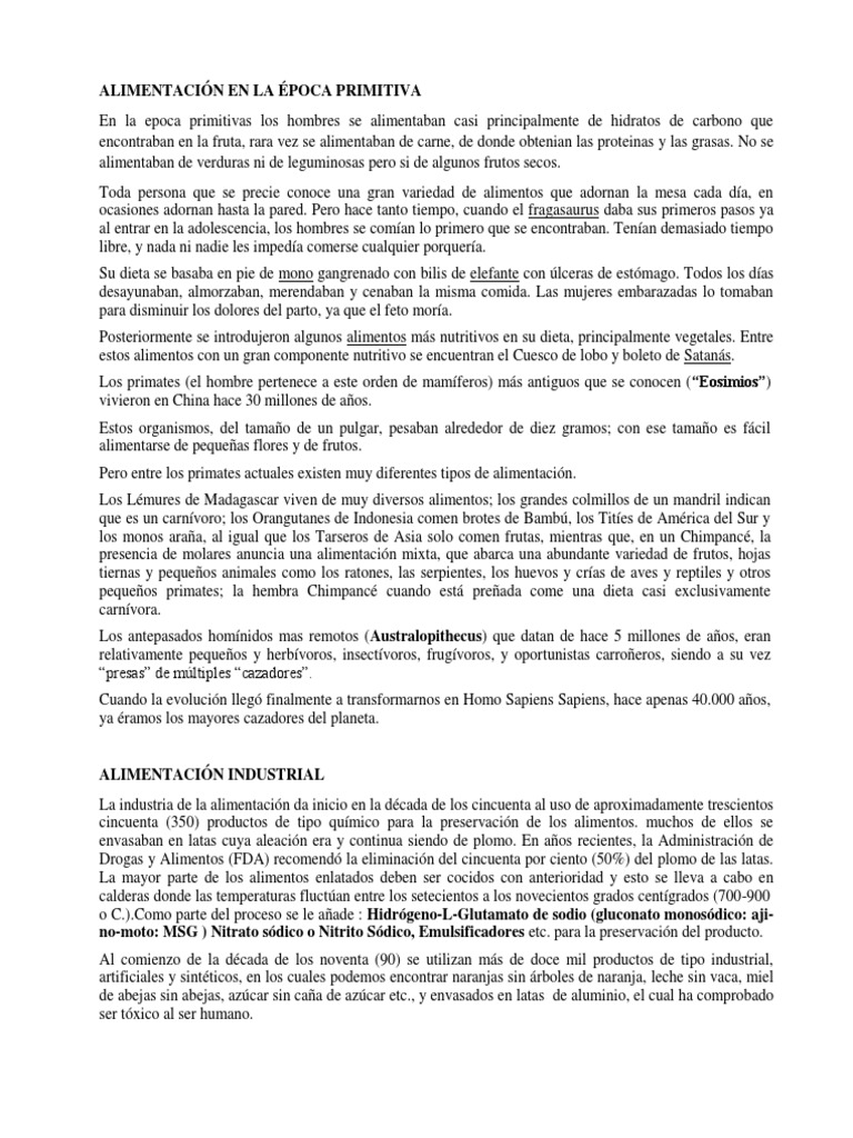 Alimentación en la Época Primitiva | PDF | Alimentos | Panes