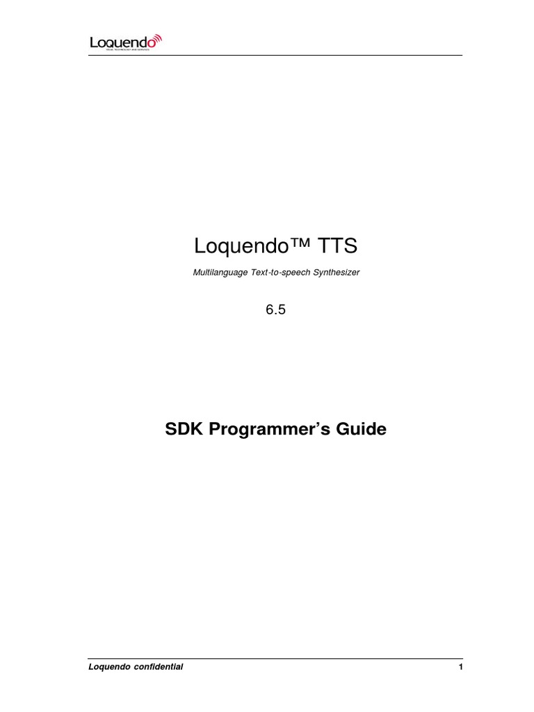 Loquendo TTS Programmer's Guide PDF | PDF | Speech Synthesis | Application Programming Interface