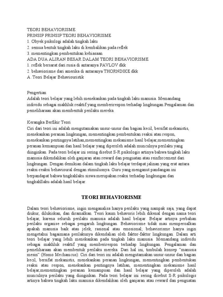 Teori Behaviorisme | PDF