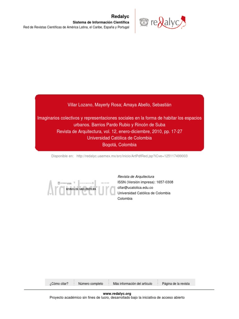Imaginarios Colectivos y Representaciones Sociales en La Forma de Habitar en Un Barrio | PDF ...