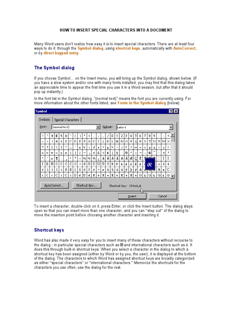 How To Insert Special Characters Into A Document | Download Free PDF ...