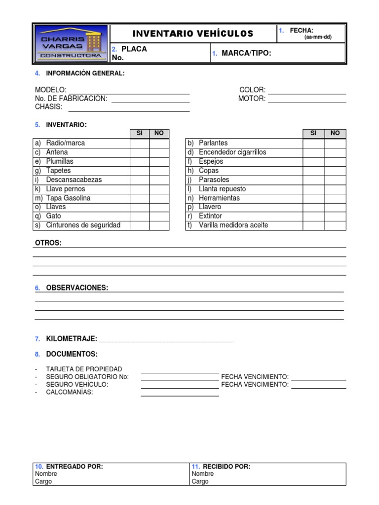 Formato de Inventario Vehicular Excel | PDF | Diseños de automóviles ...