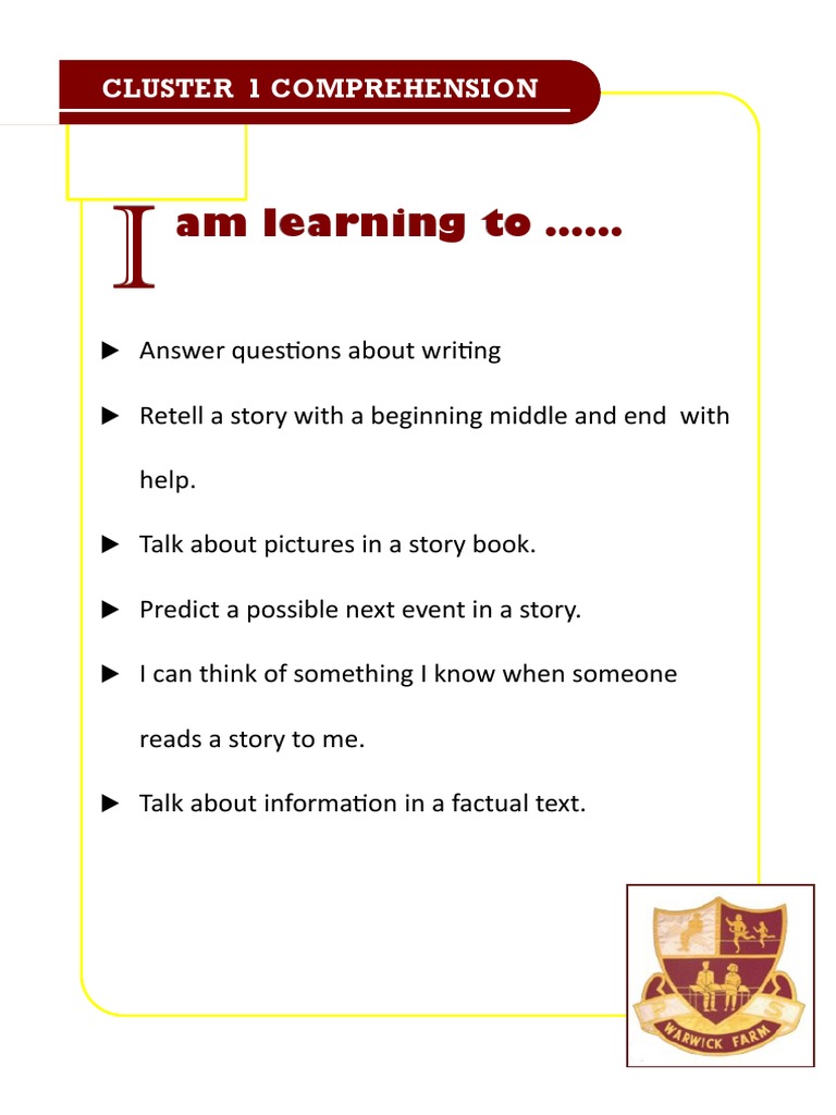 Comprehension Clusters - Kid Language | PDF | Reading Comprehension ...