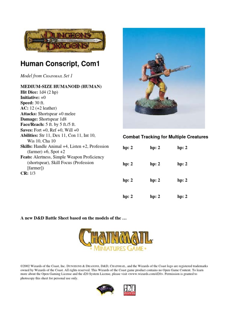 Human Conscript, Com1: Model From C Set 1 | PDF