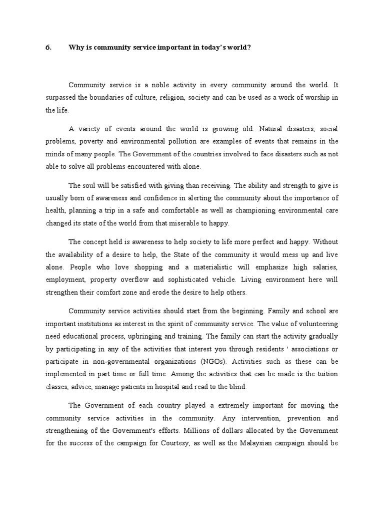 Soalan 6 Why Is Community Service Important in Today's World | PDF ...