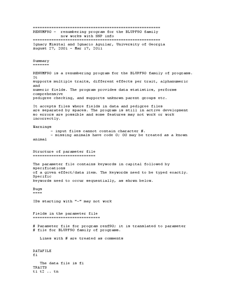RENUMF90 | PDF | Parameter (Computer Programming) | Variance