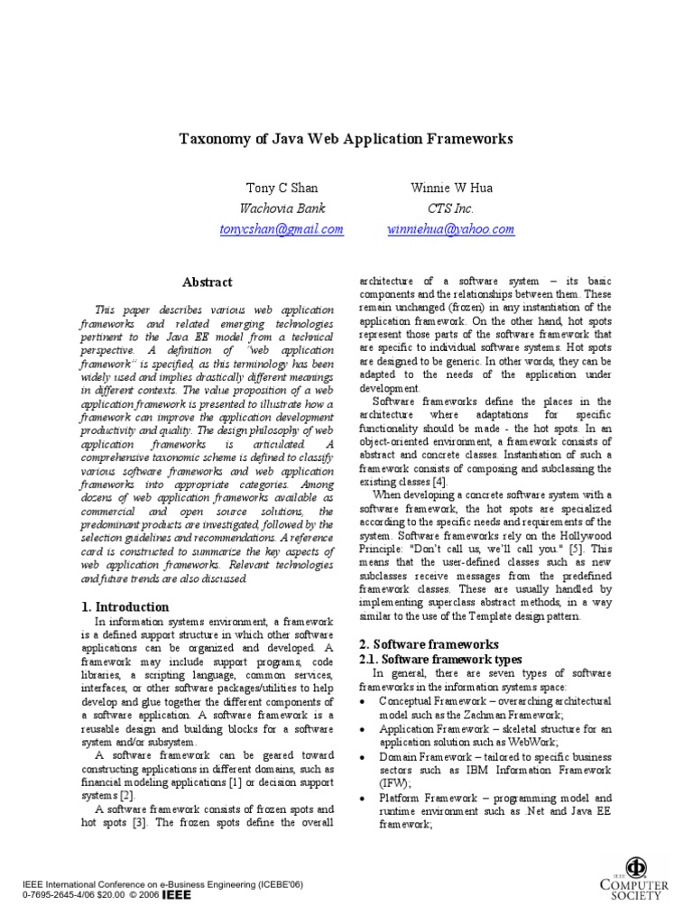 Taxonomy of Java Web Application Frameworks | Download Free PDF | Java Server Faces | Spring ...