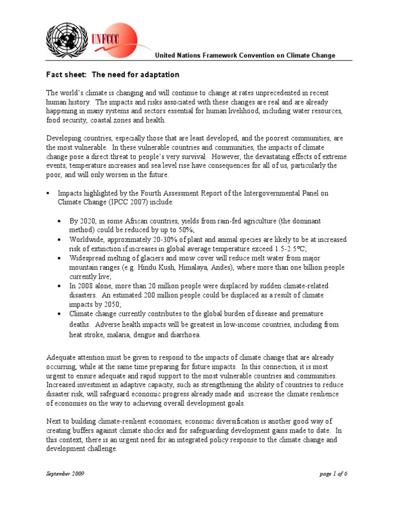 Adaptation Fact Sheet | PDF | Clean Development Mechanism | United ...
