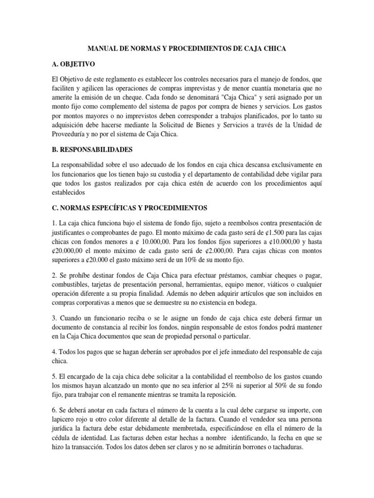 Manual de Procedimientos de Caja Chica | PDF | Cheque | Contabilidad Manual de Procedimientos de Caja Chica | PDF | Cheque | Contabilidad