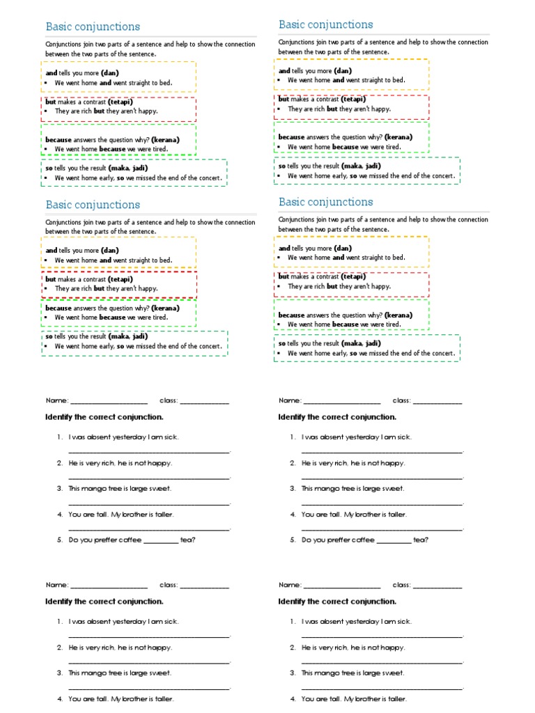 Basic Conjunctions Basic Conjunctions | PDF | Leisure | Nature
