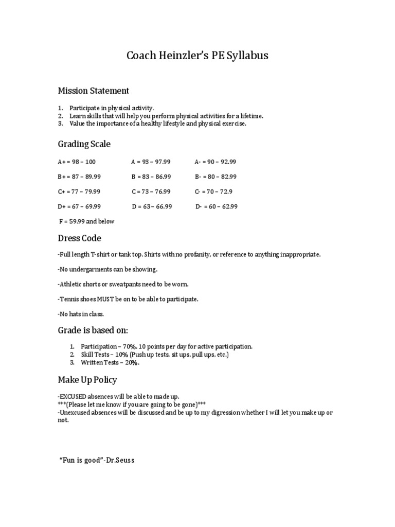 PE Syllabus for Students | PDF
