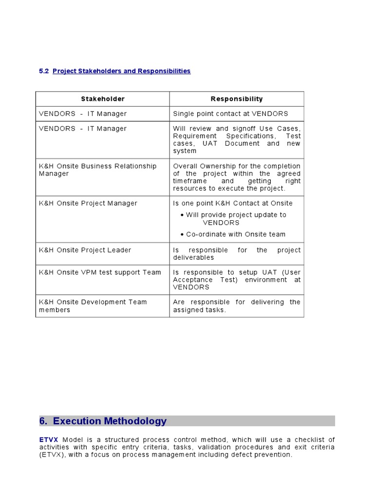 Execution Methodology: Stakeholder Responsibility | PDF | Software Development | Information ...
