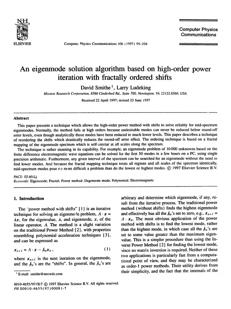 High Order Power Iteration | PDF | Normal Mode | Eigenvalues And ...