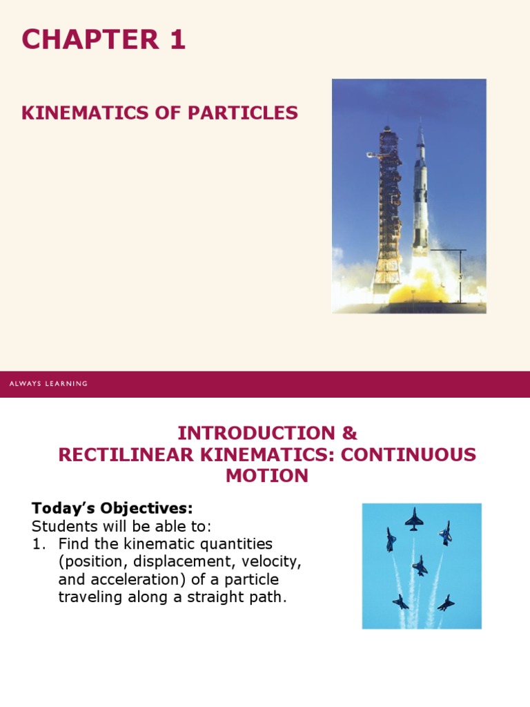 12.2 Rectilinear Kinematics Continuous Motion | PDF | Kinematics | Velocity