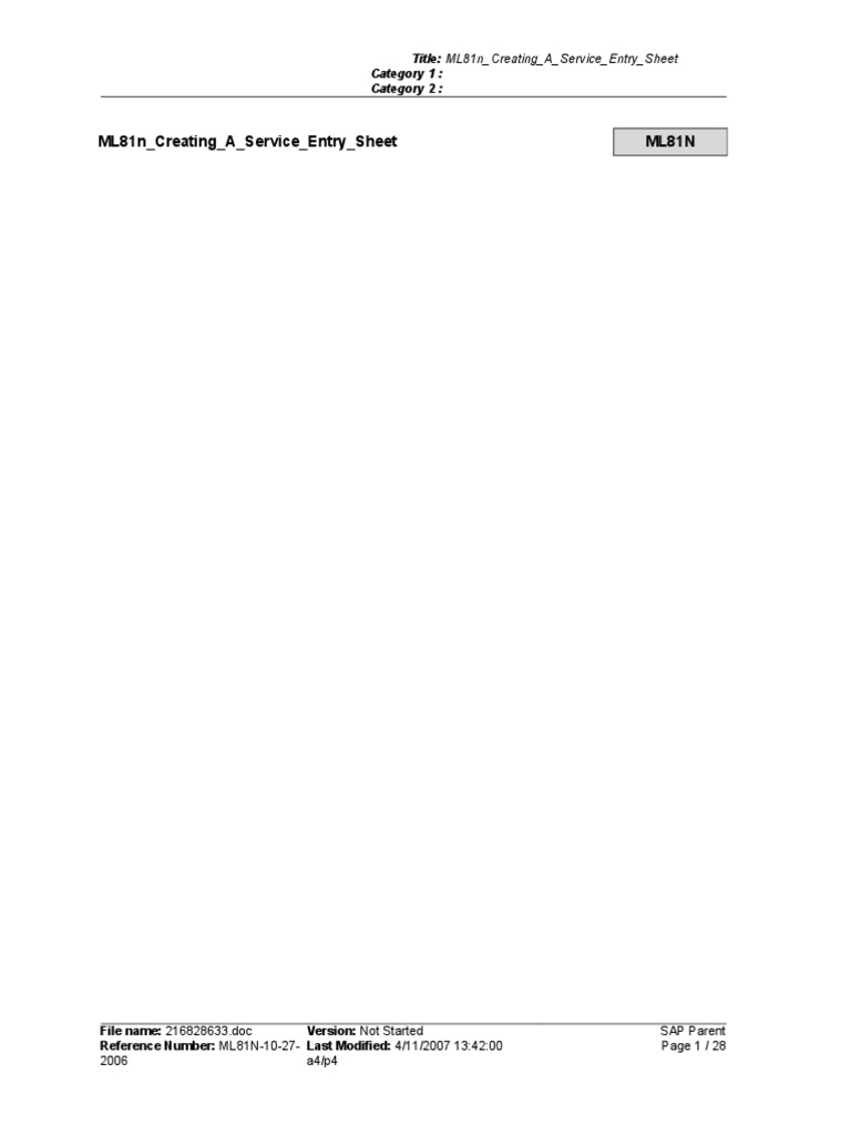 SAP Service Entry Sheet Guide | PDF | Leisure
