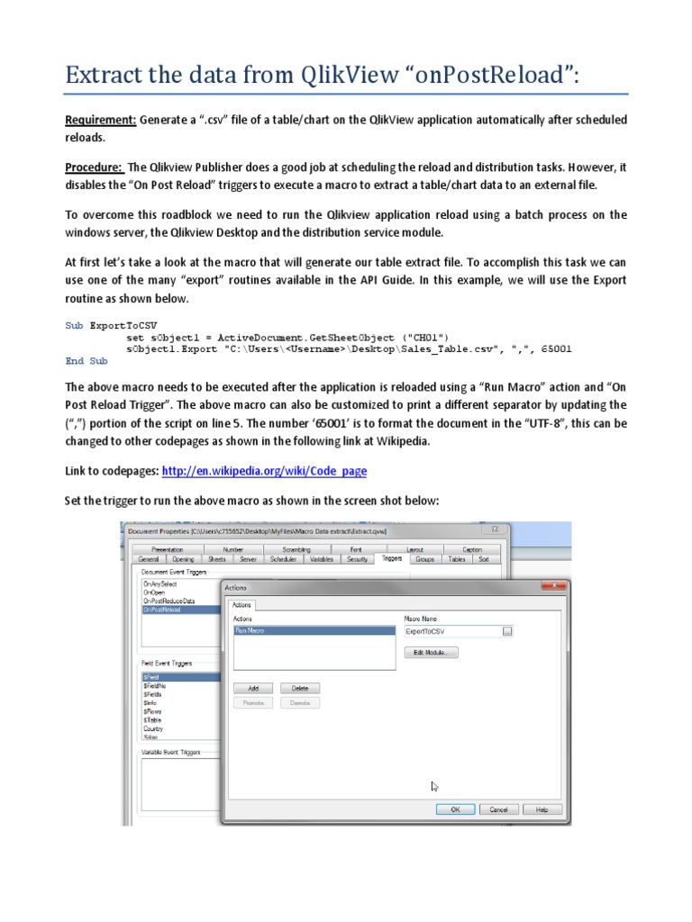 Automate QlikView CSV Export | PDF | Macro (Computer Science) | Application Software