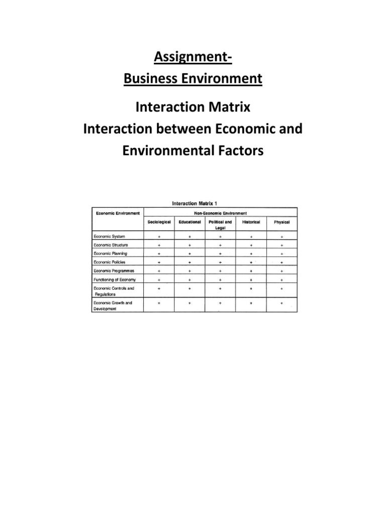 Economic-Environmental Interaction Matrix | PDF | Economics | Economic ...