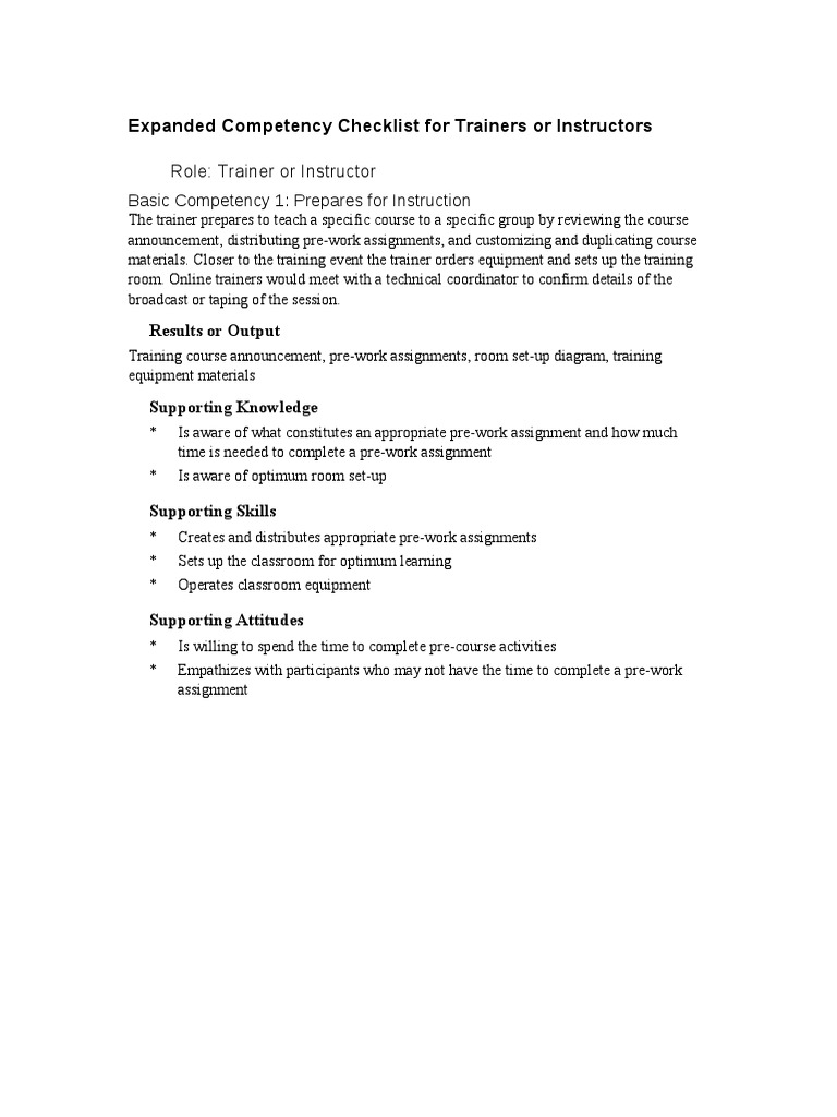 Instructor Competency KSA | PDF | Facilitator | Competence (Human ...