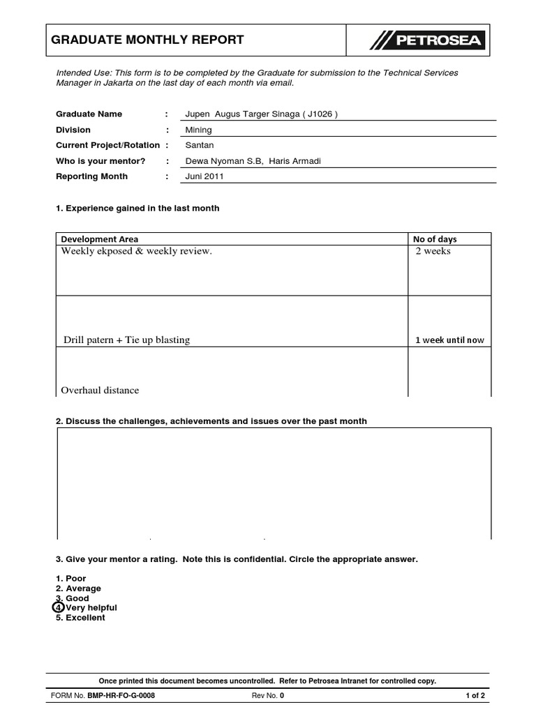 Graduate Monthly Report Juni | PDF