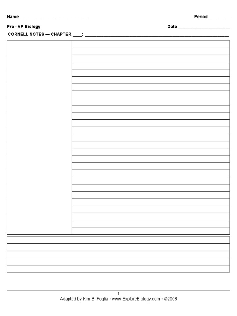 Name - Period - Pre - AP Biology Date - CORNELL NOTES - CHAPTER | PDF