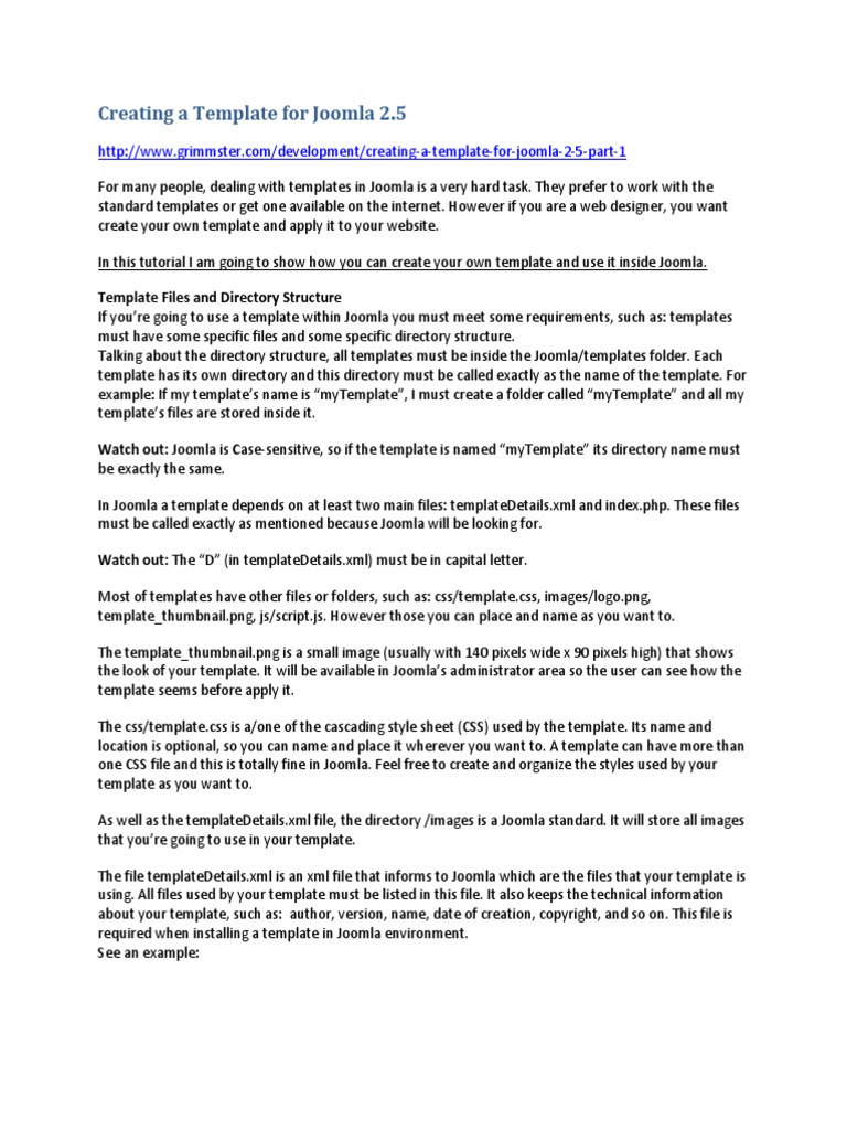 Creating A Template For Joomla 25 | PDF | Cascading Style Sheets | Html