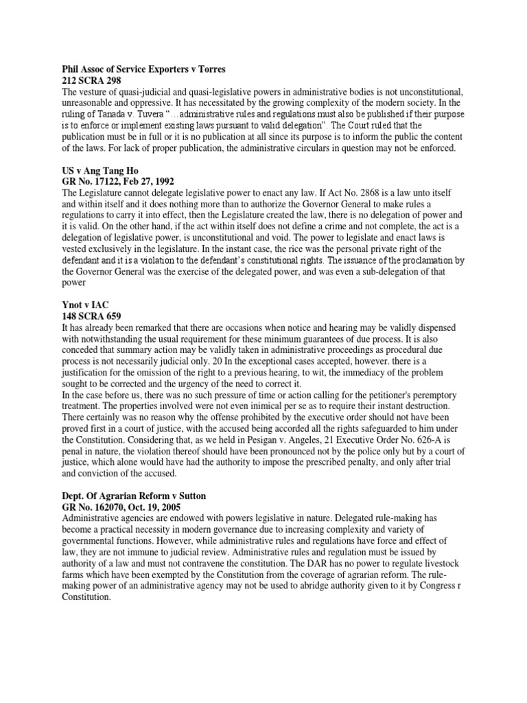 Administrative Law Case Doctrines Pdf Due Process Clause Rulemaking
