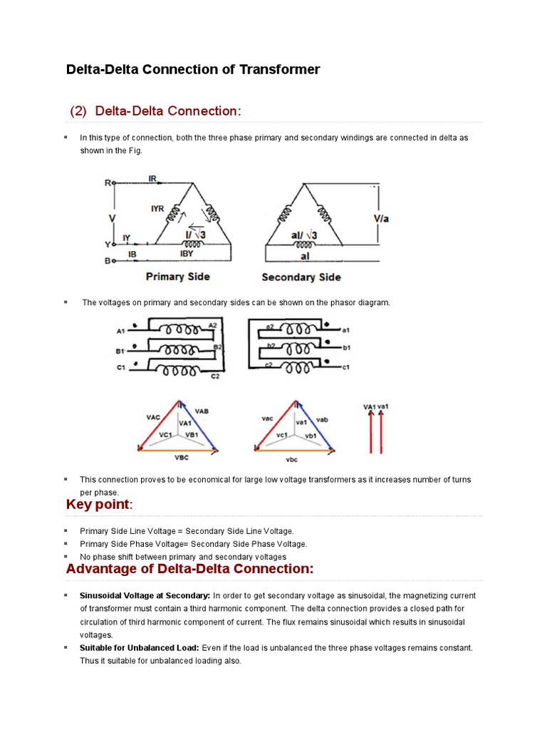 Delta-Delta Connection of Transformer | Transformer | Electronic ...