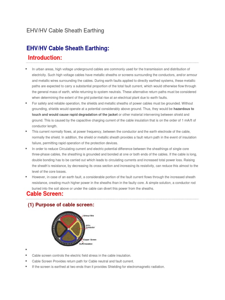 EHV/HV Cable Sheath Earthing Guide | PDF | Insulator (Electricity ...
