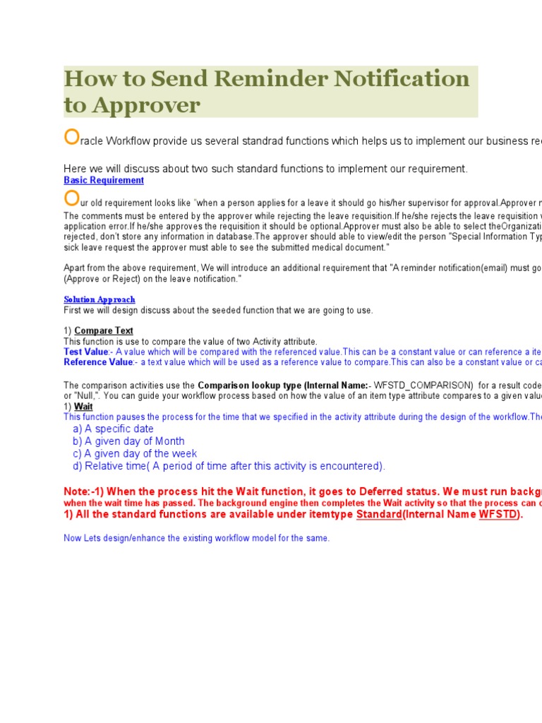How To Send Reminder Notification To Approver. | PDF | Computer ...