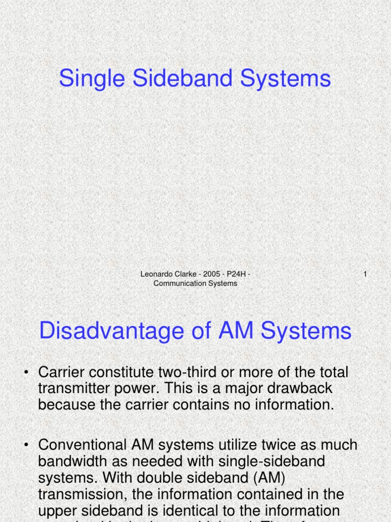 Understanding Single Sideband Systems | PDF | Radio Technology ...