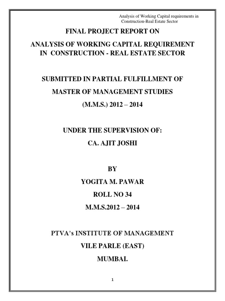 Working Capital Analysis in Construction | PDF | Working Capital ...