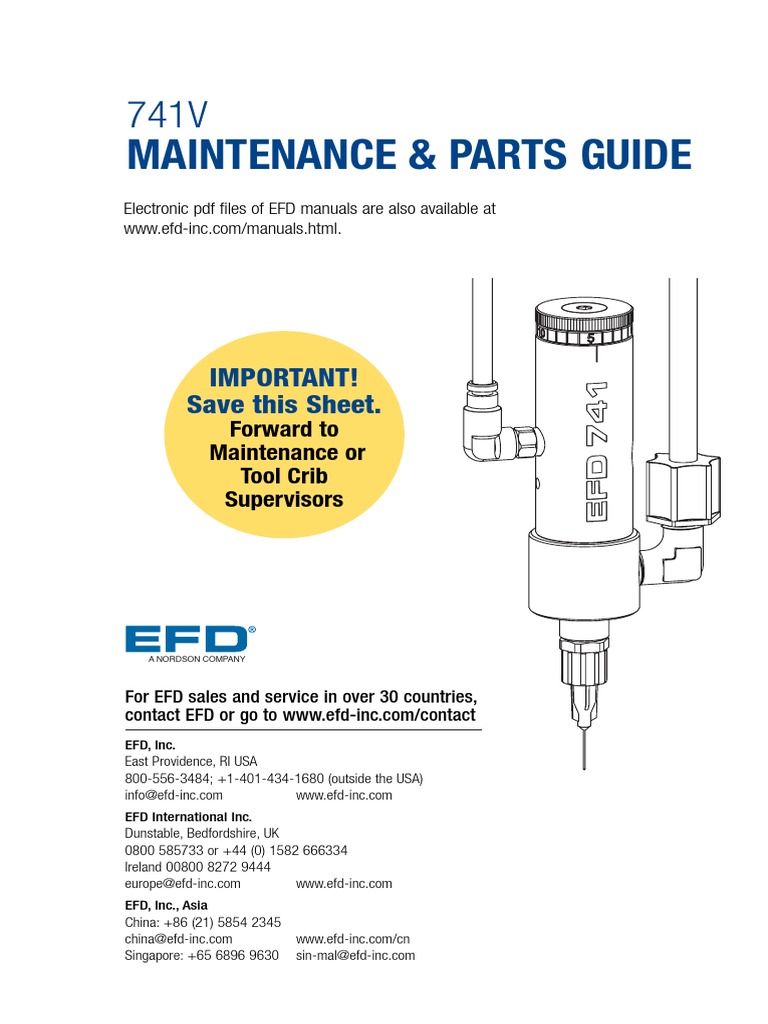 Nordson EFD 741V Maintenance Guide | PDF | Leak | Valve