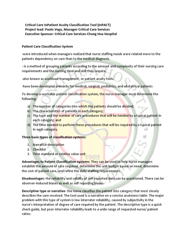 Patient Care Classification System | PDF | Nursing | Patient