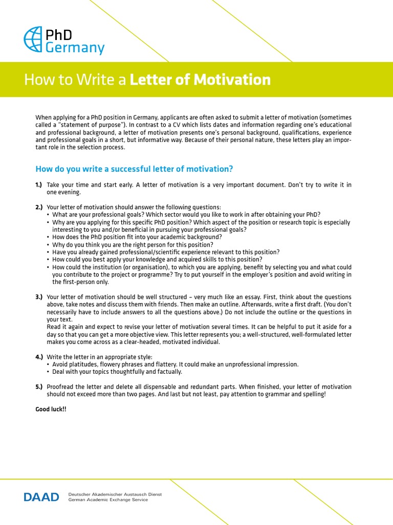 How To Write A Letter of Motivation | PDF | Doctor Of Philosophy ...