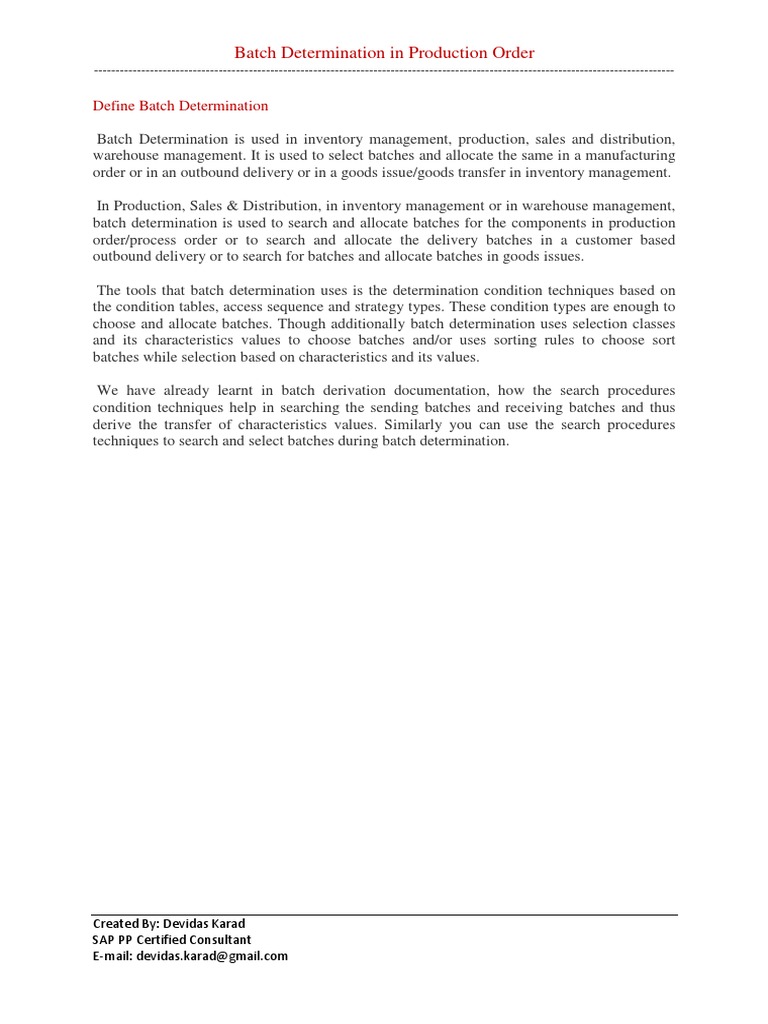 Batch Determination | PDF | Computing | Business