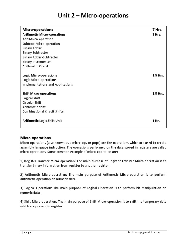 Unit 02 - Microoperations | PDF | Digital Electronics | Areas Of Computer Science