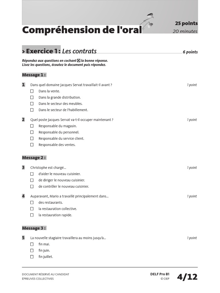 Delf Pro b1 Comprehension de L Oral Exercice 1 | PDF | Science ...