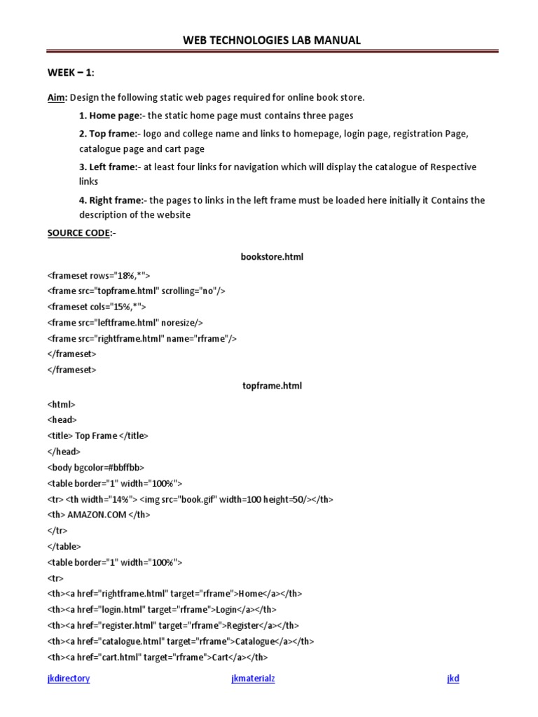 WEEK - 1:: Web Technologies Lab Manual | PDF
