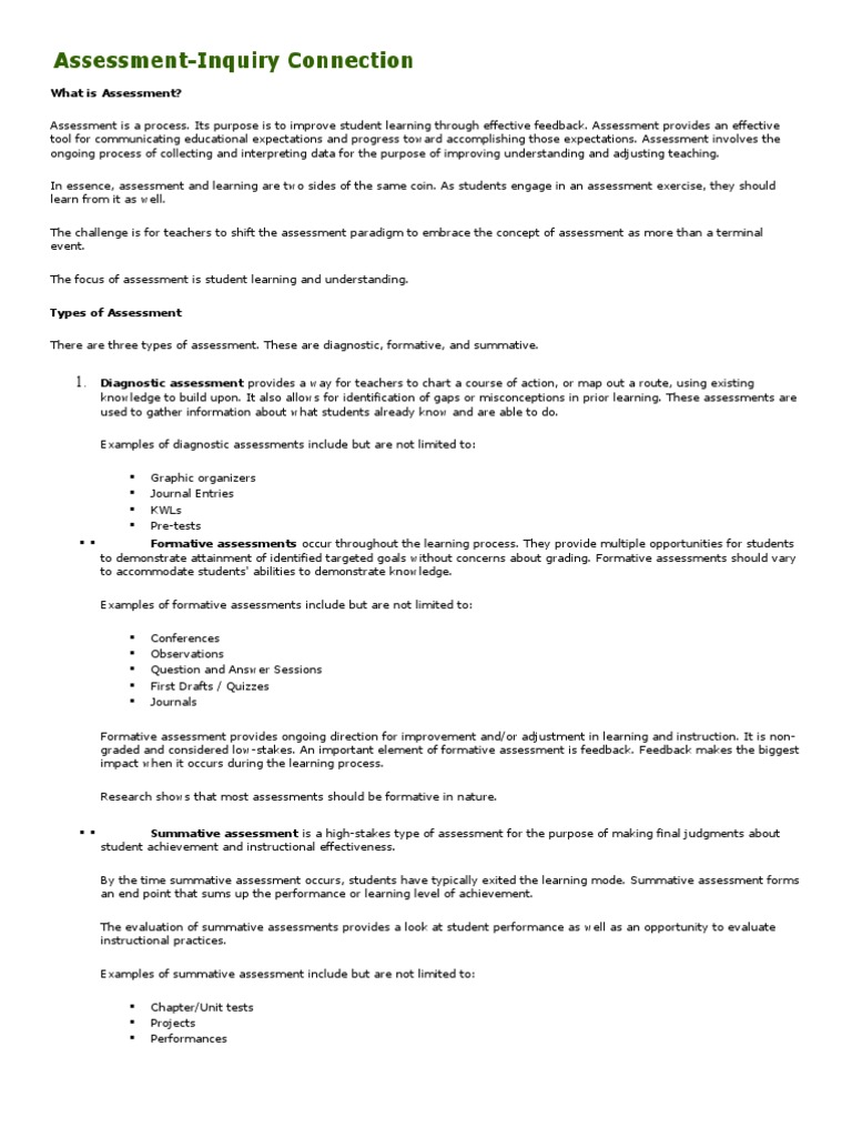 Formative Assessment Examples | PDF | Educational Assessment | Behaviorism
