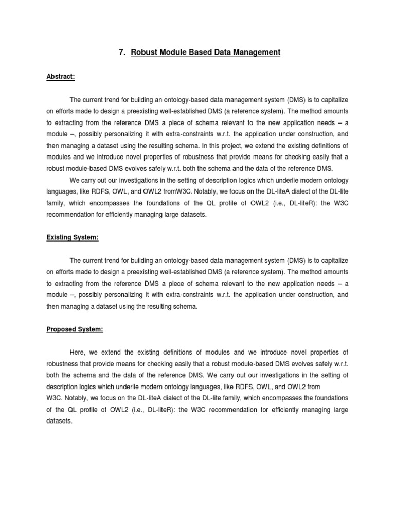 A Framework for Robust Module-Based Ontology Data Management Systems | PDF | Areas Of Computer ...