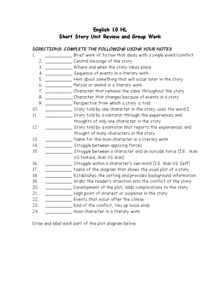 Short Story Unit Review Guide | PDF | Narration | Entertainment