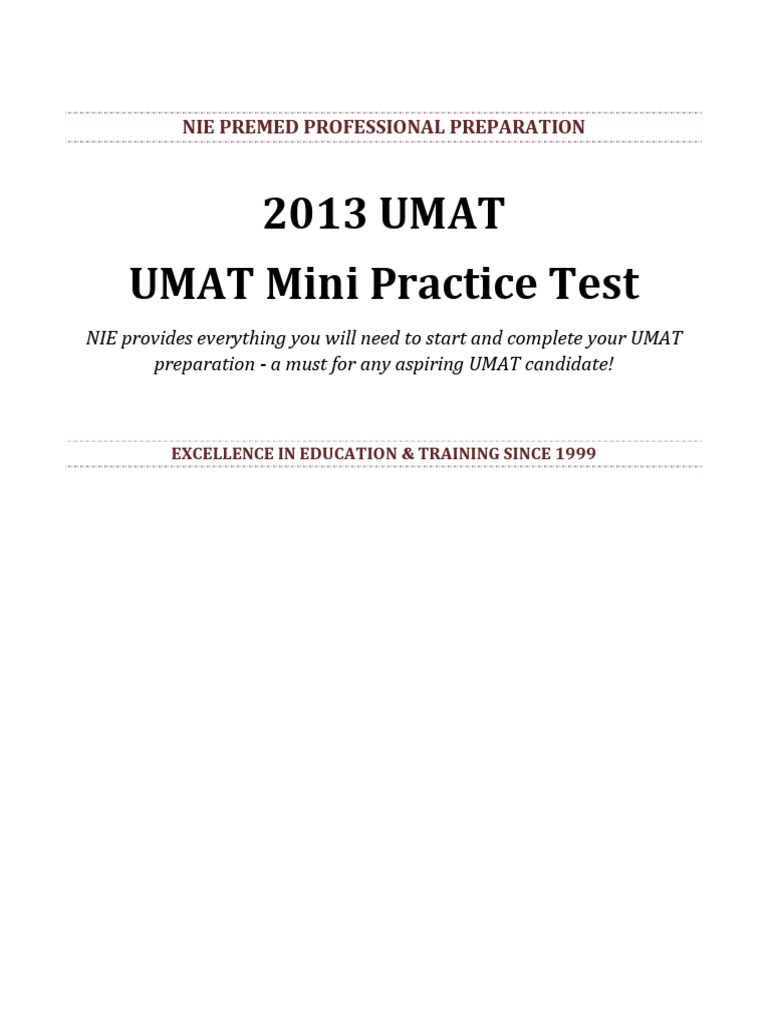 Preparing for the UMAT: A Sample Mini Practice Test and Review of Test ...