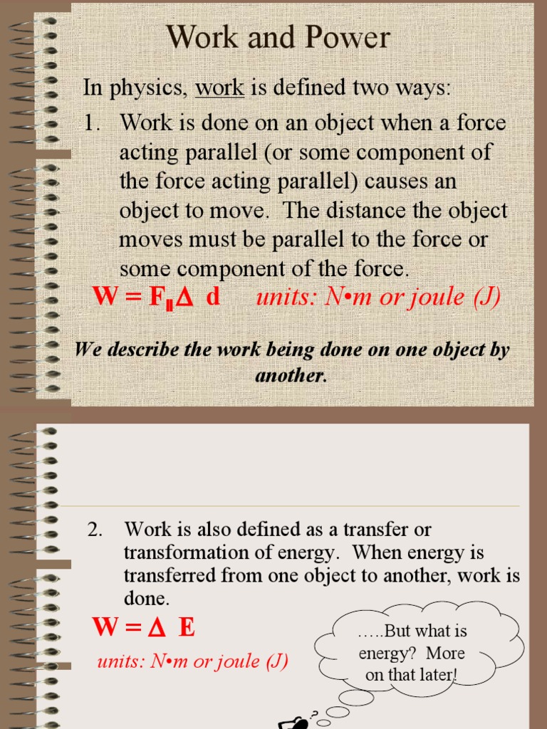 Work and Power in Physics Explained | PDF | Power (Physics) | Mechanics