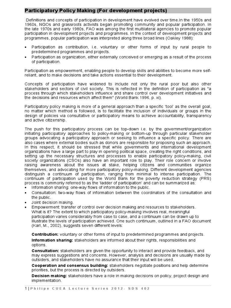 Participatory Policy Making Guide | PDF | Non Governmental Organization ...